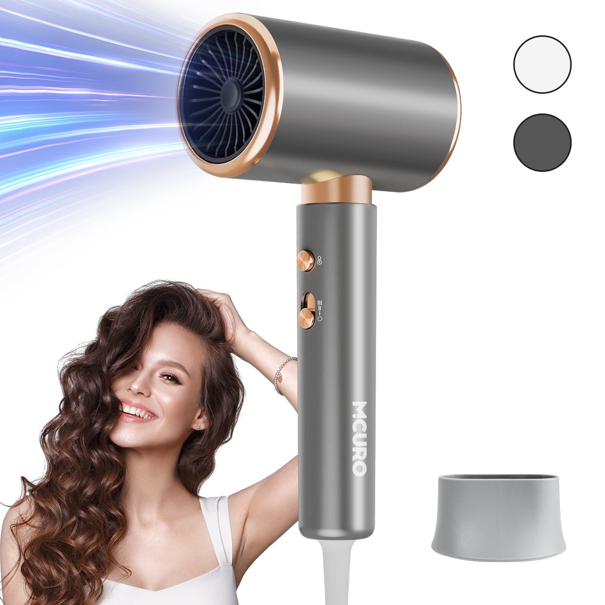 Hair Dryer for Woman, Ionic Blow Dryer with Nozzle, Professional ...