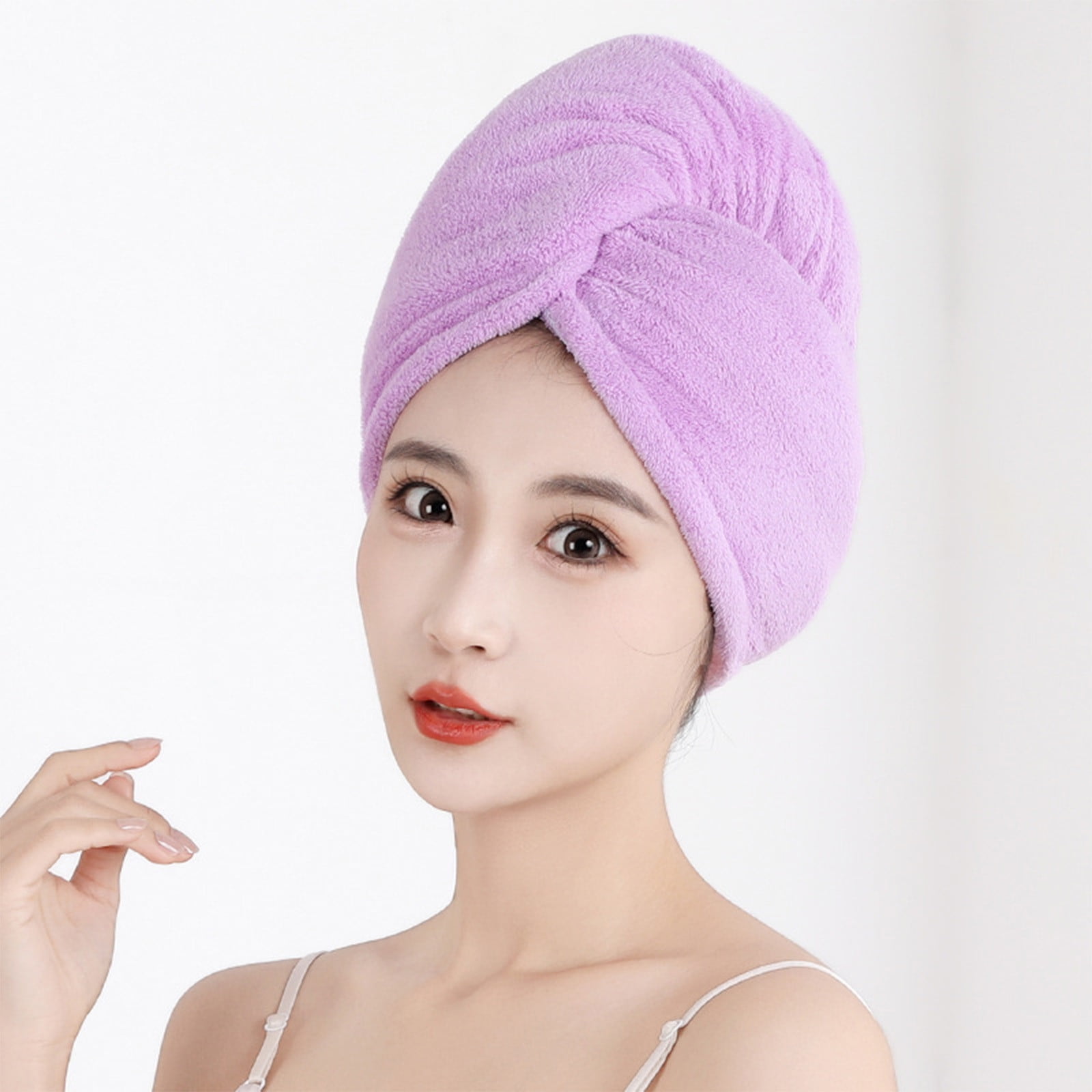 Hair Drying Towel, Coral Fleece Hair Wrap, Quick-Absorbing Microfiber ...