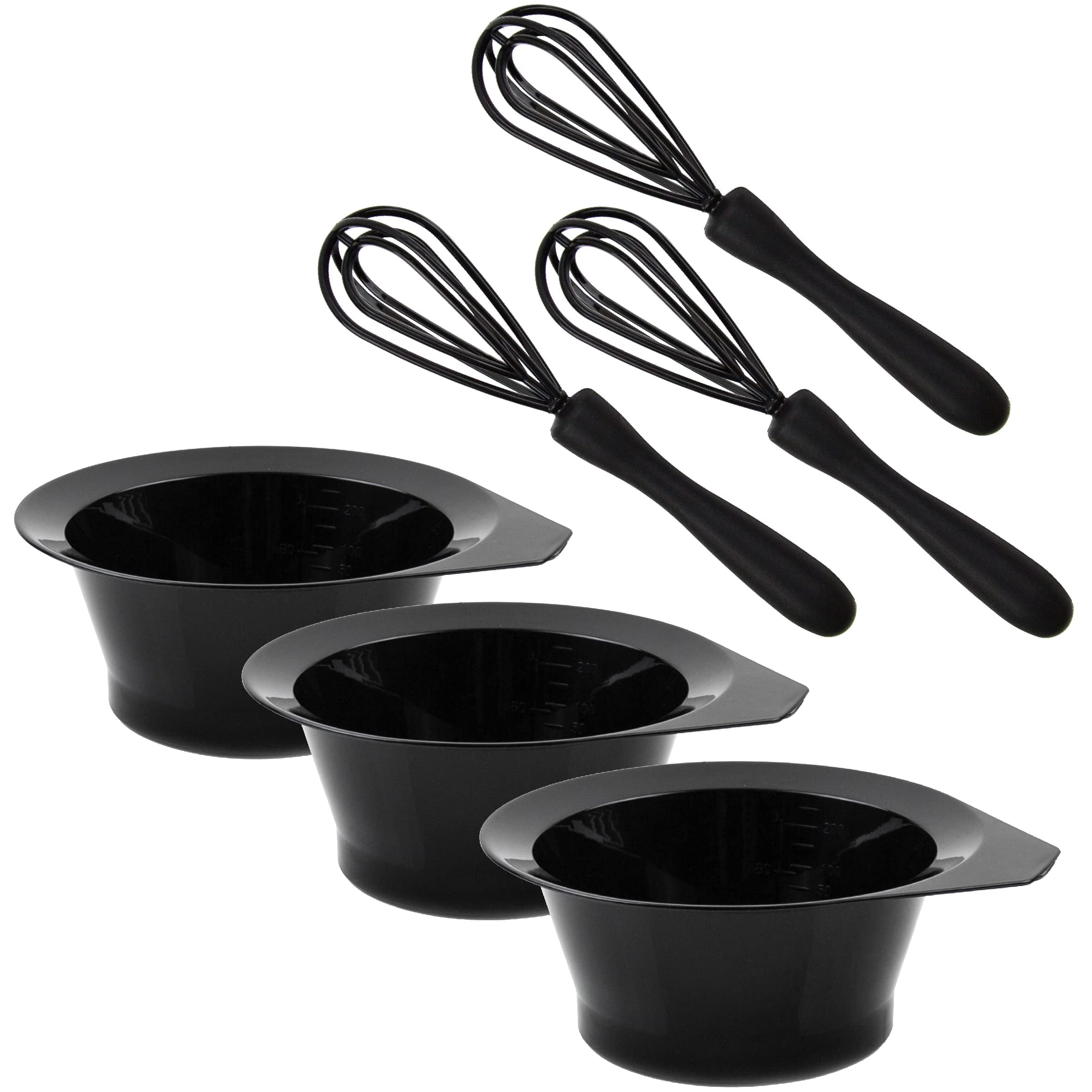 Hair Dye Bowl and Whisk Set - 3 Salon Color Bowls and 3 Whisks - Hair ...