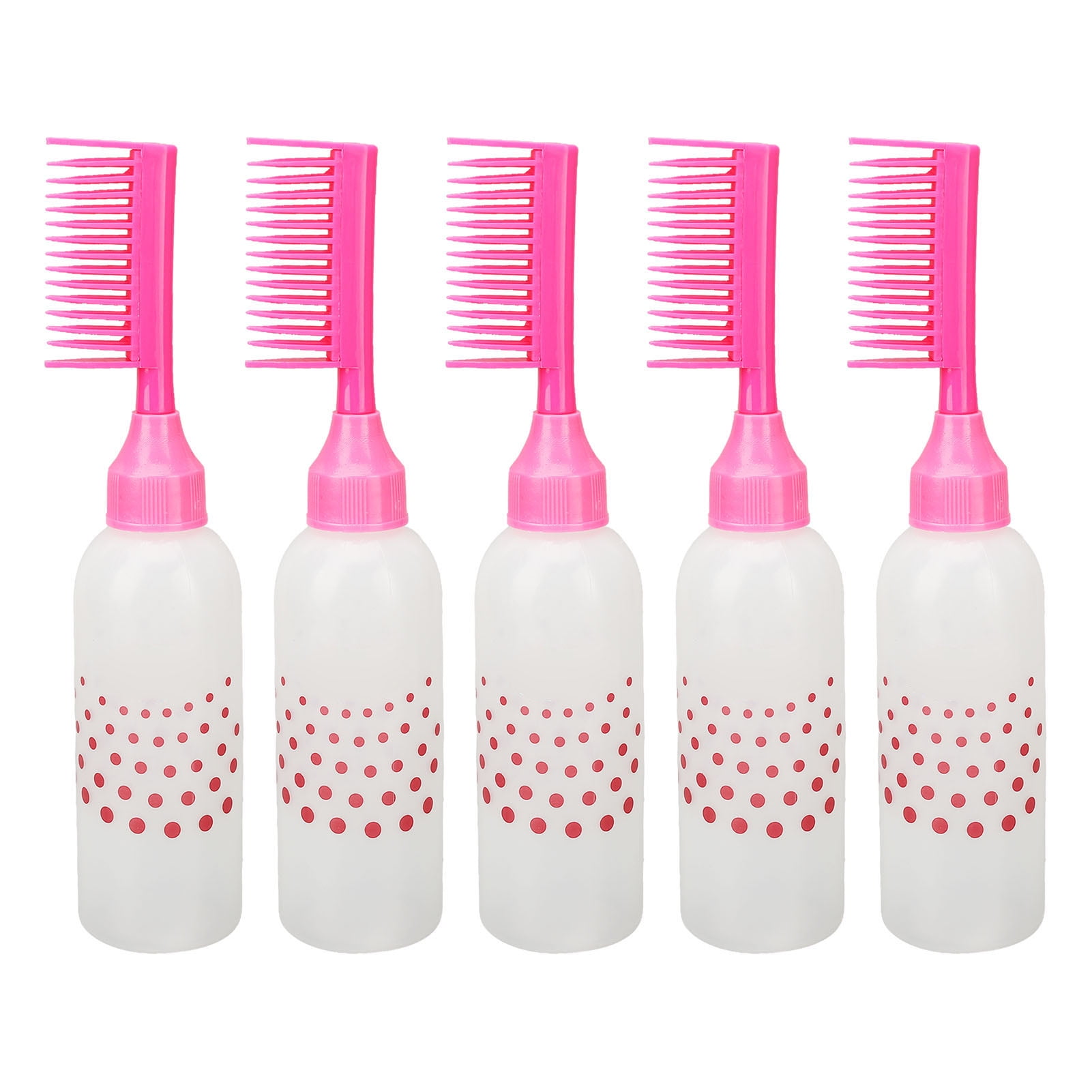 Hair Dye Comb Bottles 5 Pack Pink Color Applicators With Graduated