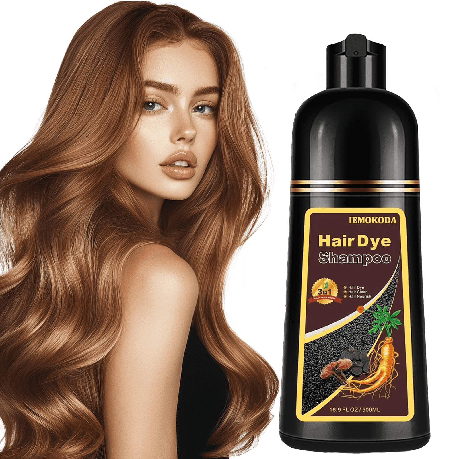 Hair Dye Shampoo 3 in 1, Long-Lasting Hair Color Shampoo with Herbal Ingredients, Instant Magic ...