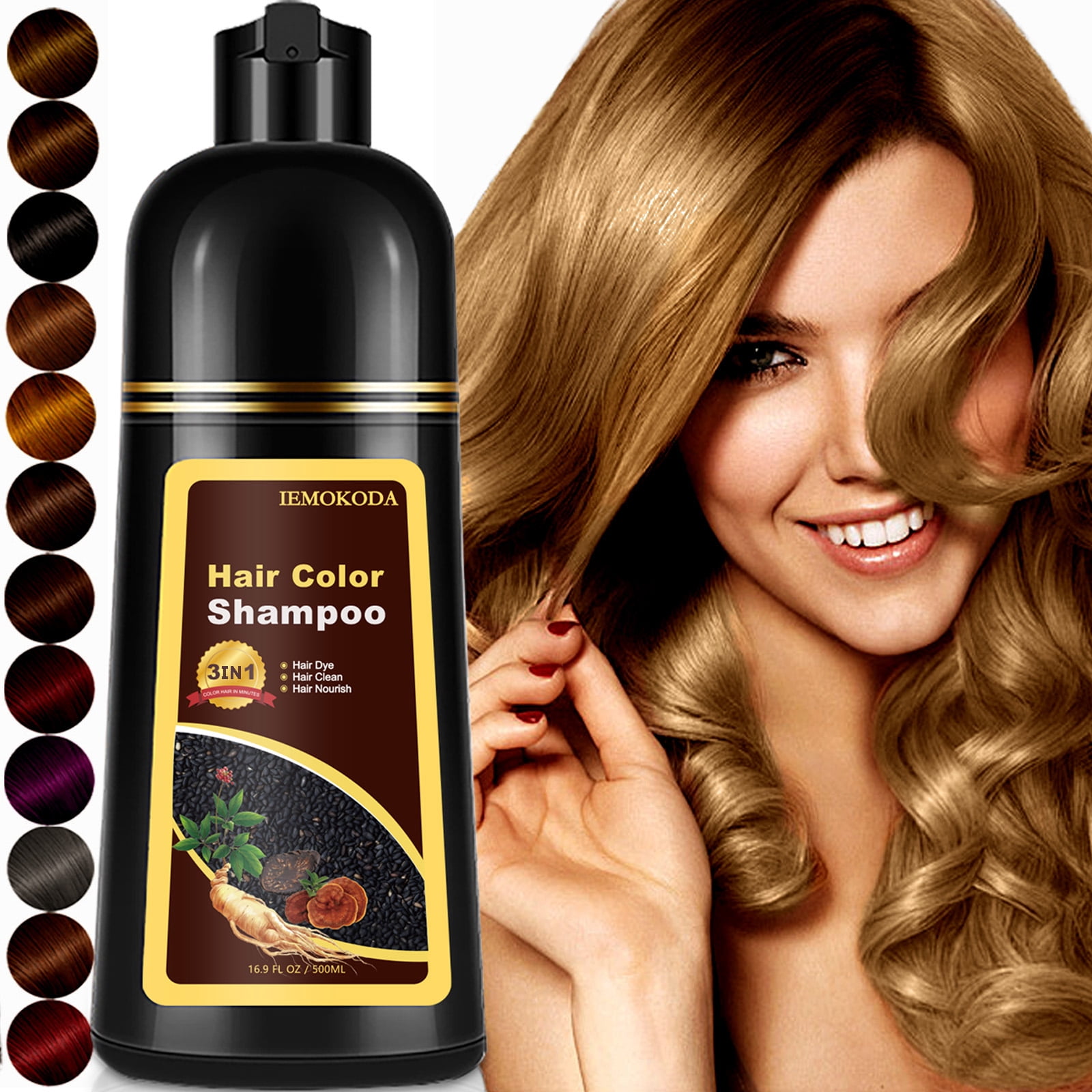 Hair Dye Shampoo 3 in 1,Professional Semi-Permanent Color Shampoo for ...