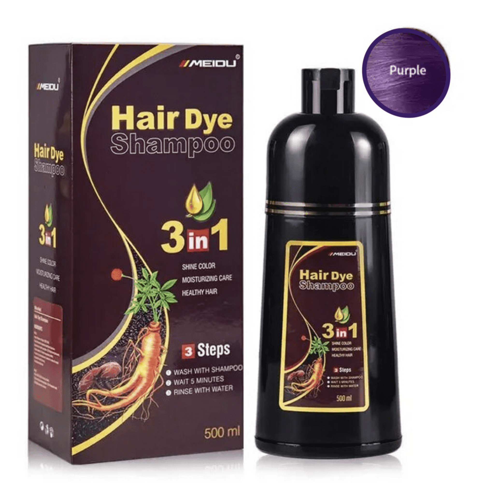 Hair Dye Shampoo for Gray Hair, Semi-Permanent Hair Color Shampoo for ...