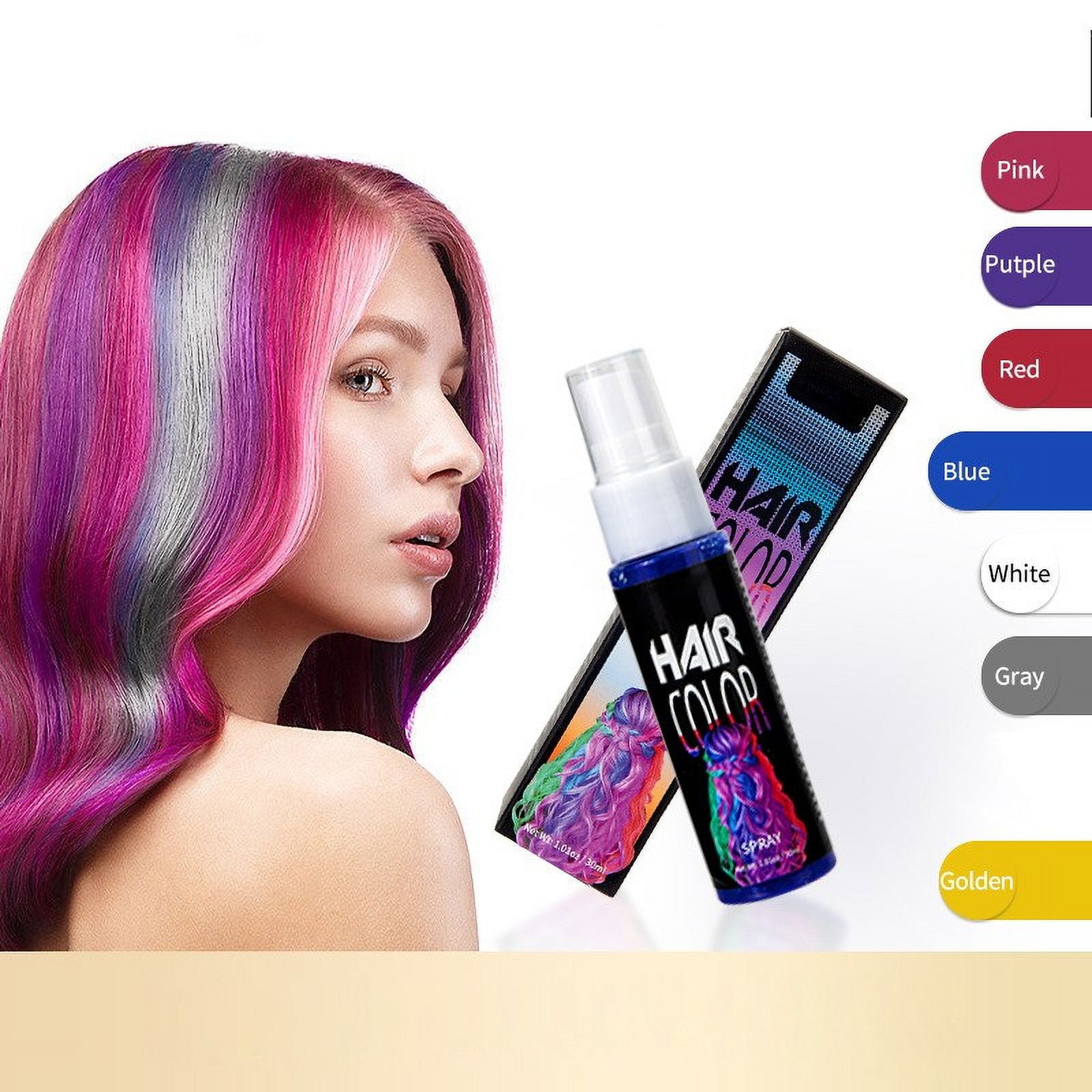 Hair Dyeing Spray, Complementary Color Milk Gray, Non-Toxic Formula ...