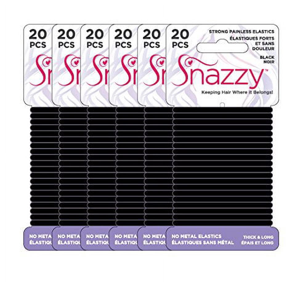 Hair Elastics by Snazzy | Black, Thick & Long | Value Pack, Painless ...