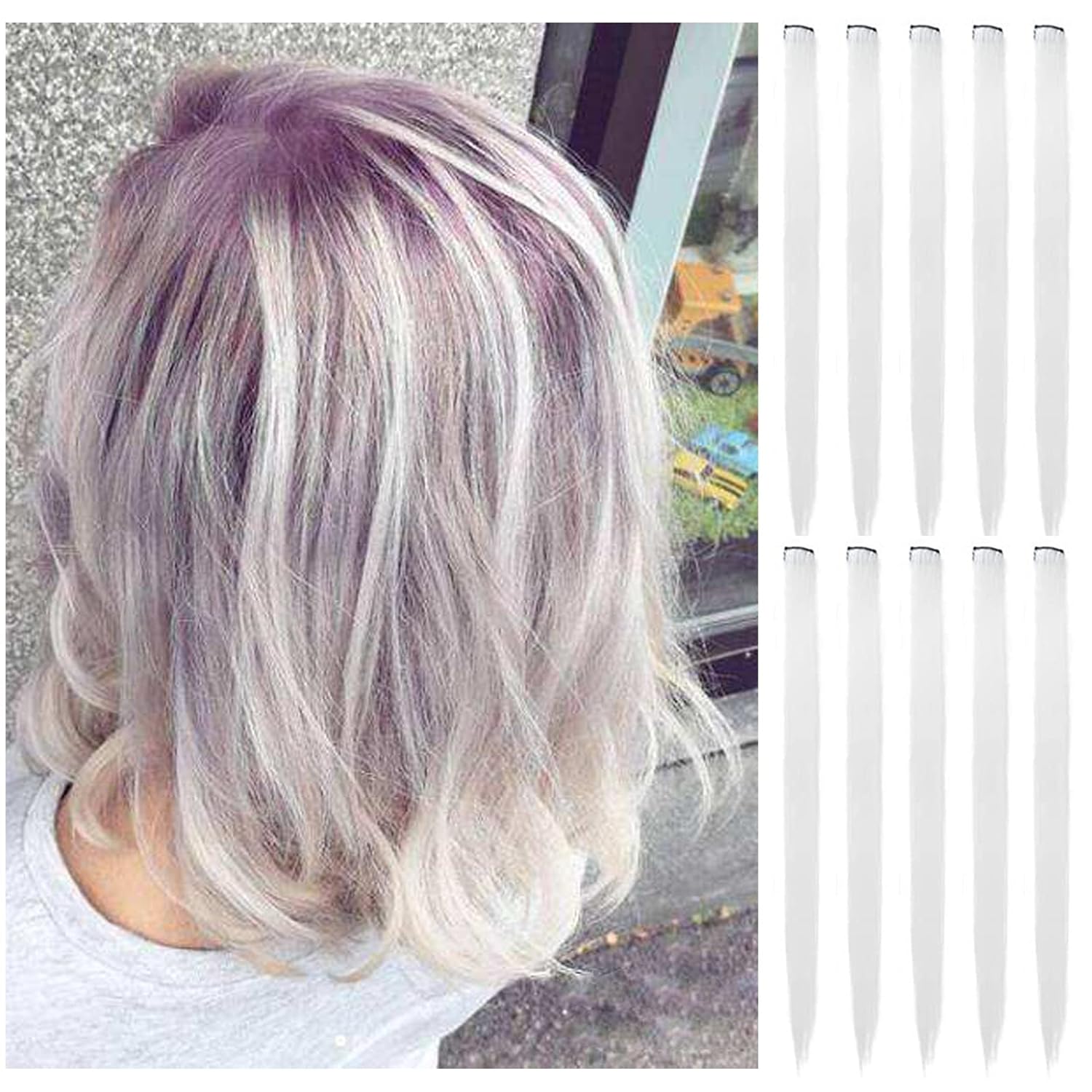 Onedor24" Straight Synthetic Clip in Hair Extensions. 7 individual ...