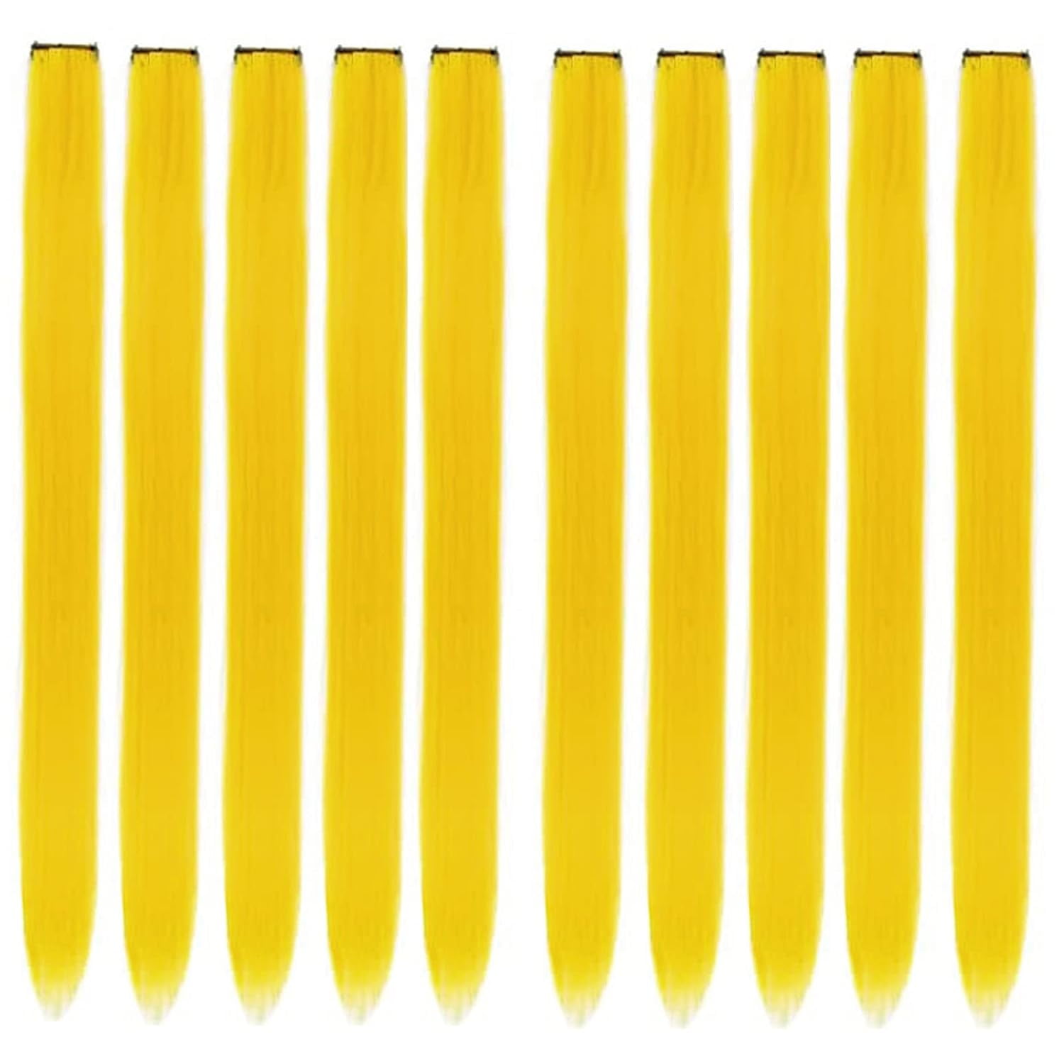 Hair Extension Clips 10pcs in Yellow 20 Inch Straight Hair Synthetic ...
