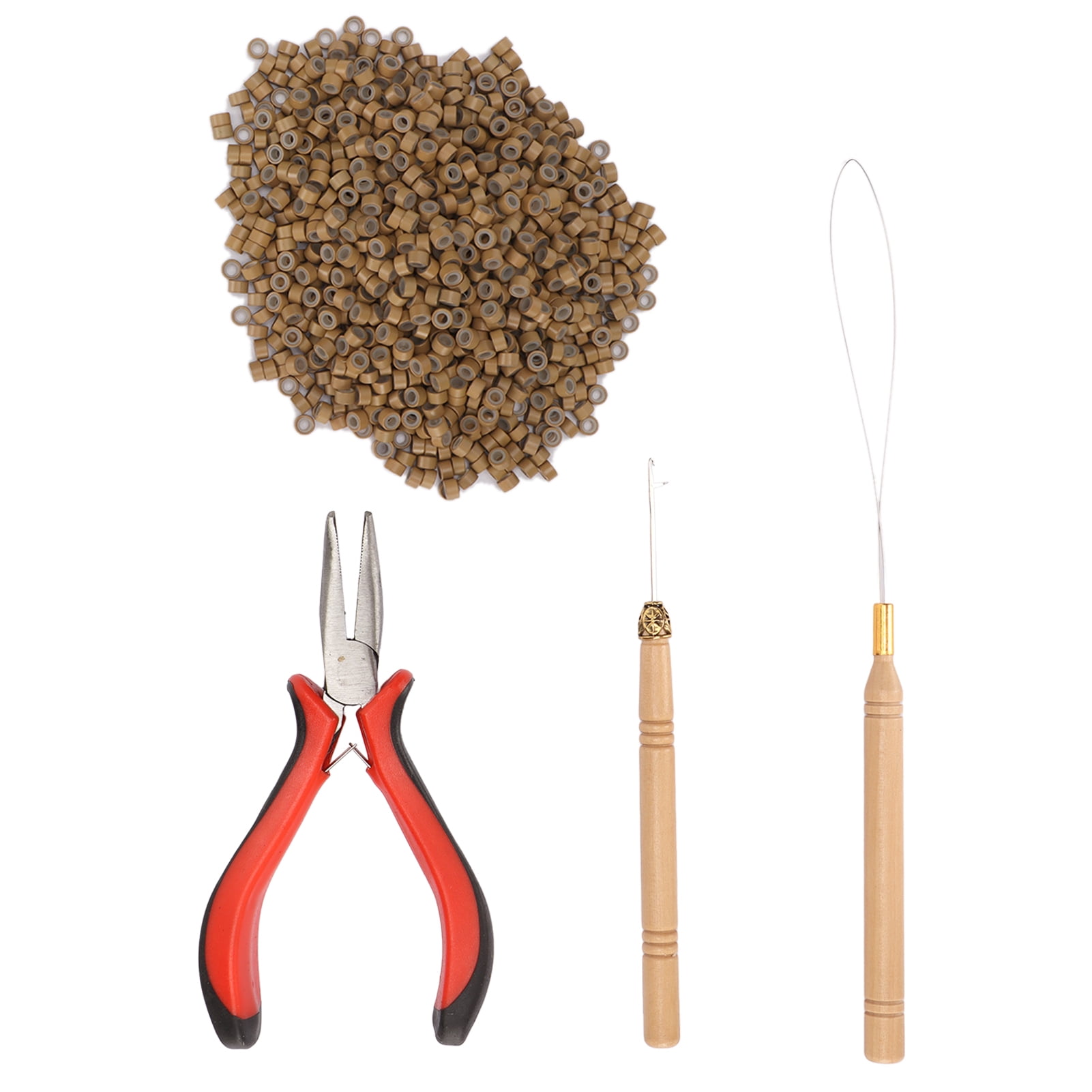 Hair Extension Tool Kit Micro Silicone Rings Bead with Pliers Pulling ...