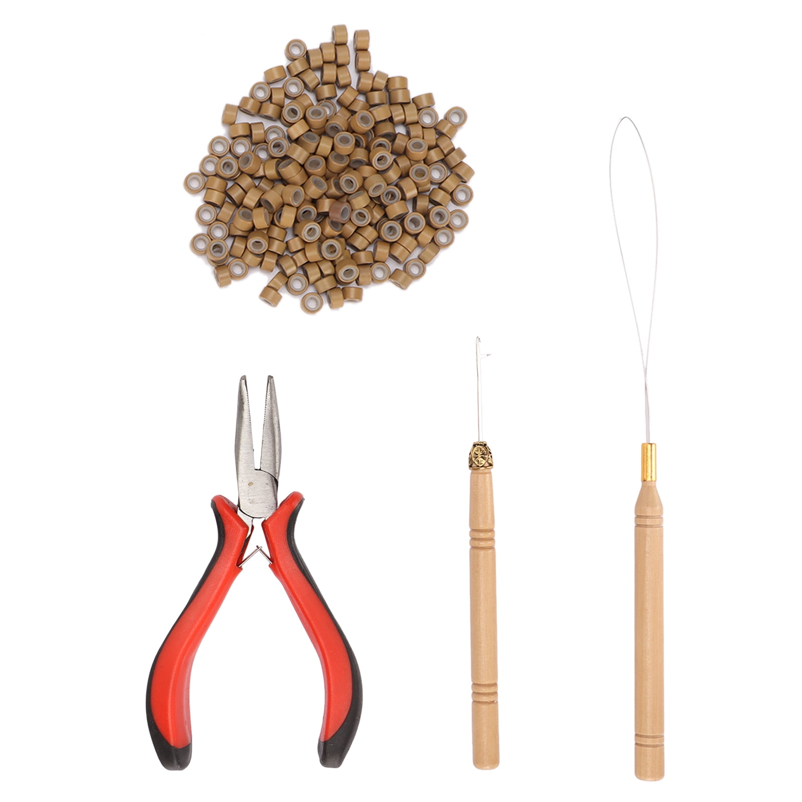 Hair Extension Tool Kit Micro Silicone Rings Bead with Pliers Pulling ...