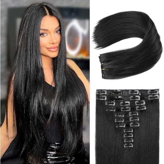 Hair Extensions, 11 count Clip in Hair Extensions 24" Long Straight ...