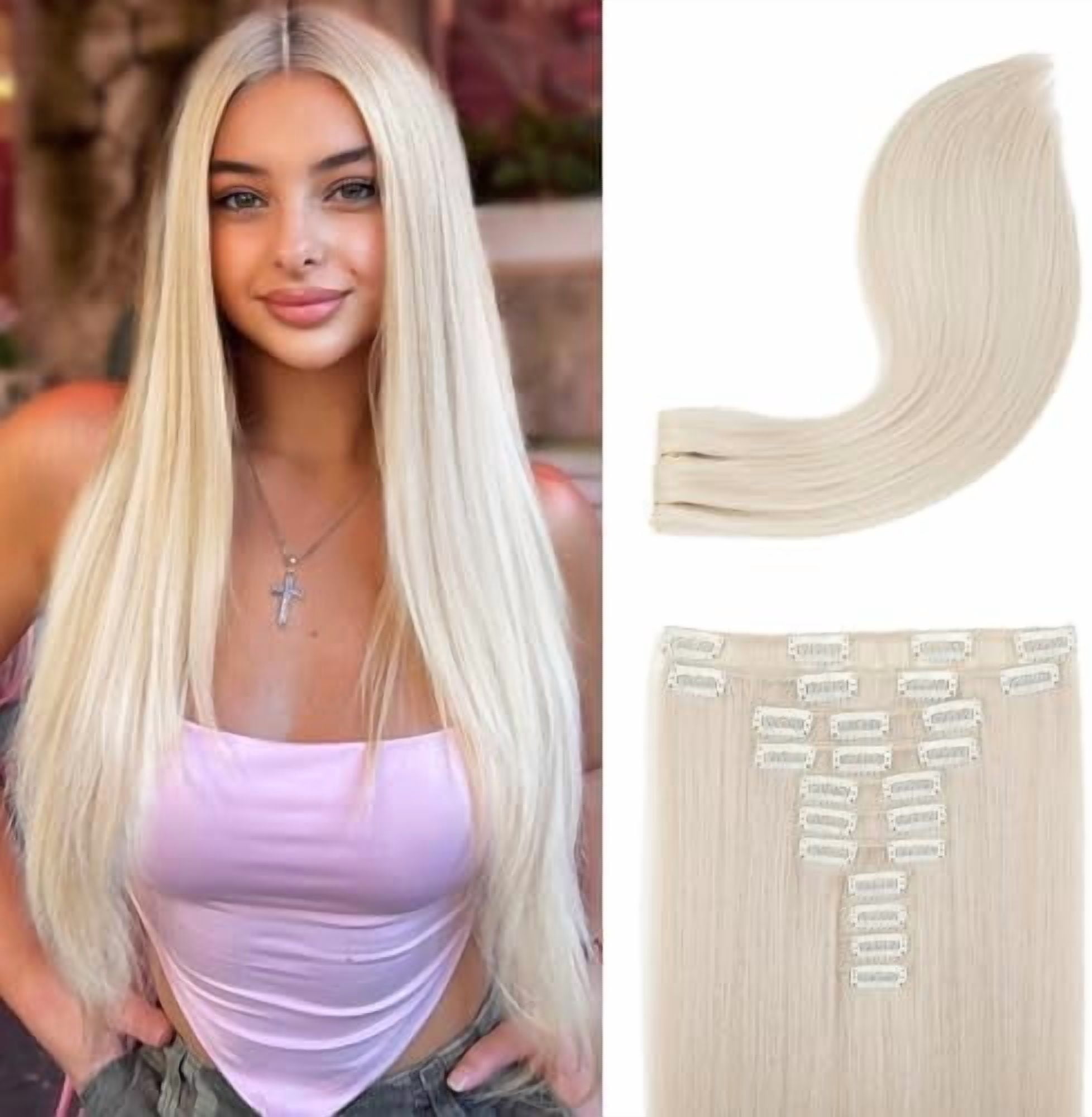 Hair Extensions, 11 count Clip in Hair Extensions 28" Long Straight ...