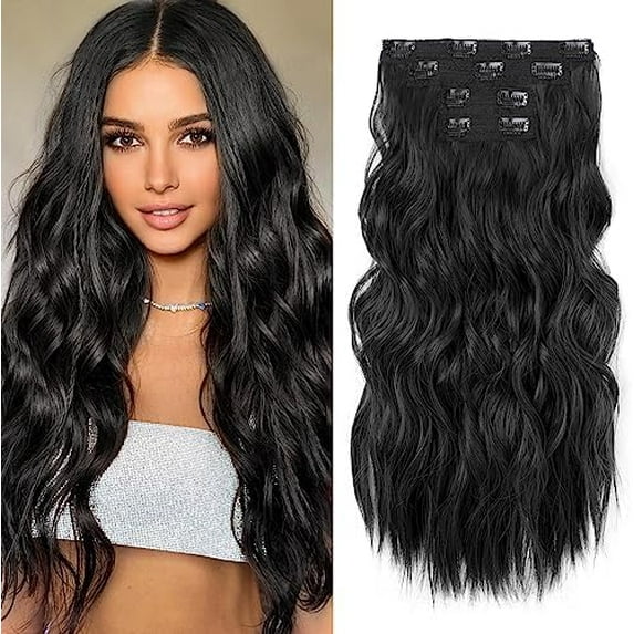 Hair Extensions, 4 count Clip in Hair Extensions 24" Thick Long Beach ...