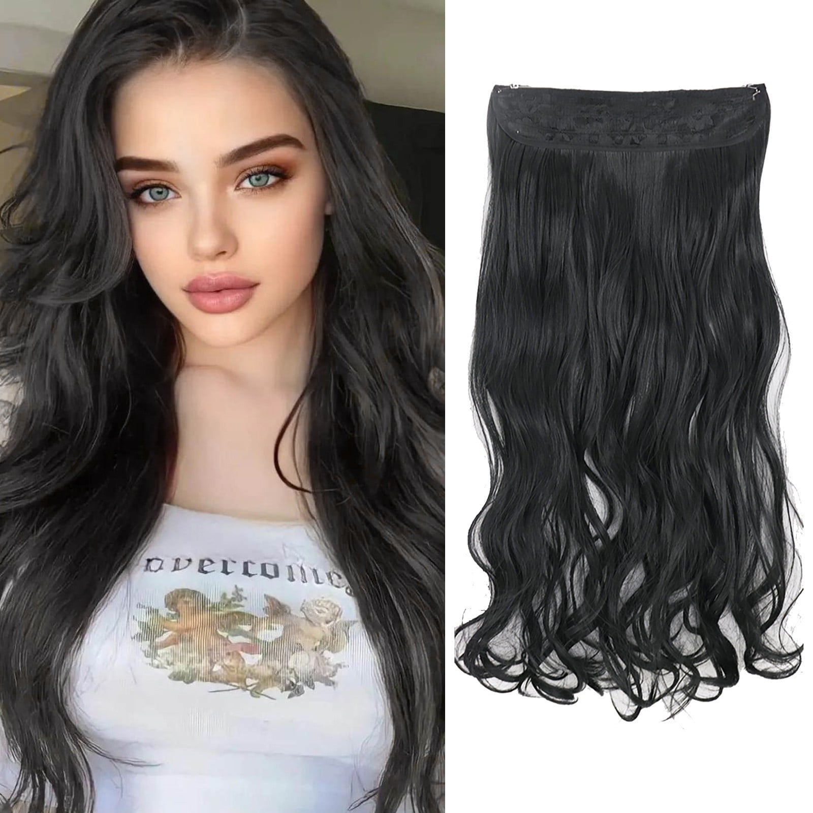 Hair Extensions Secret Hidden Wire in Real Long Thick Straight Curly ...