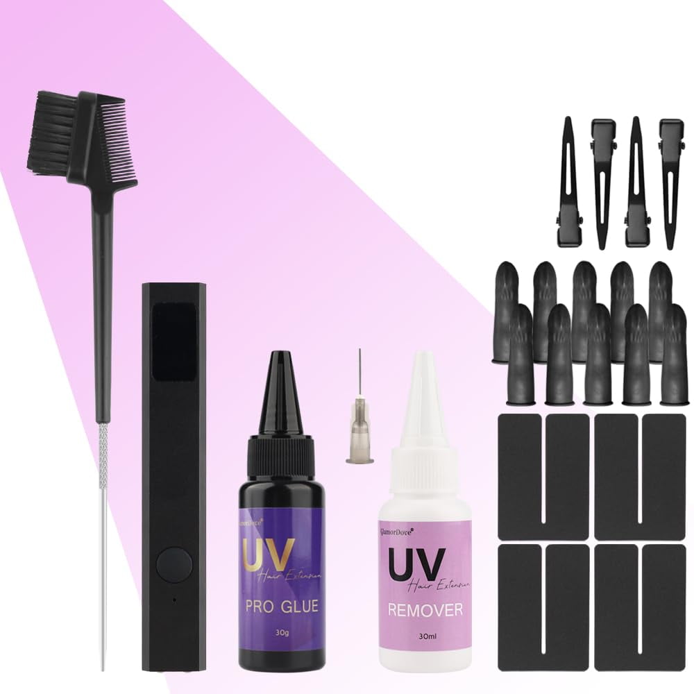 Hair Extensions UV Lamp System Tool Kit With 30g Hair Glue, Glue ...