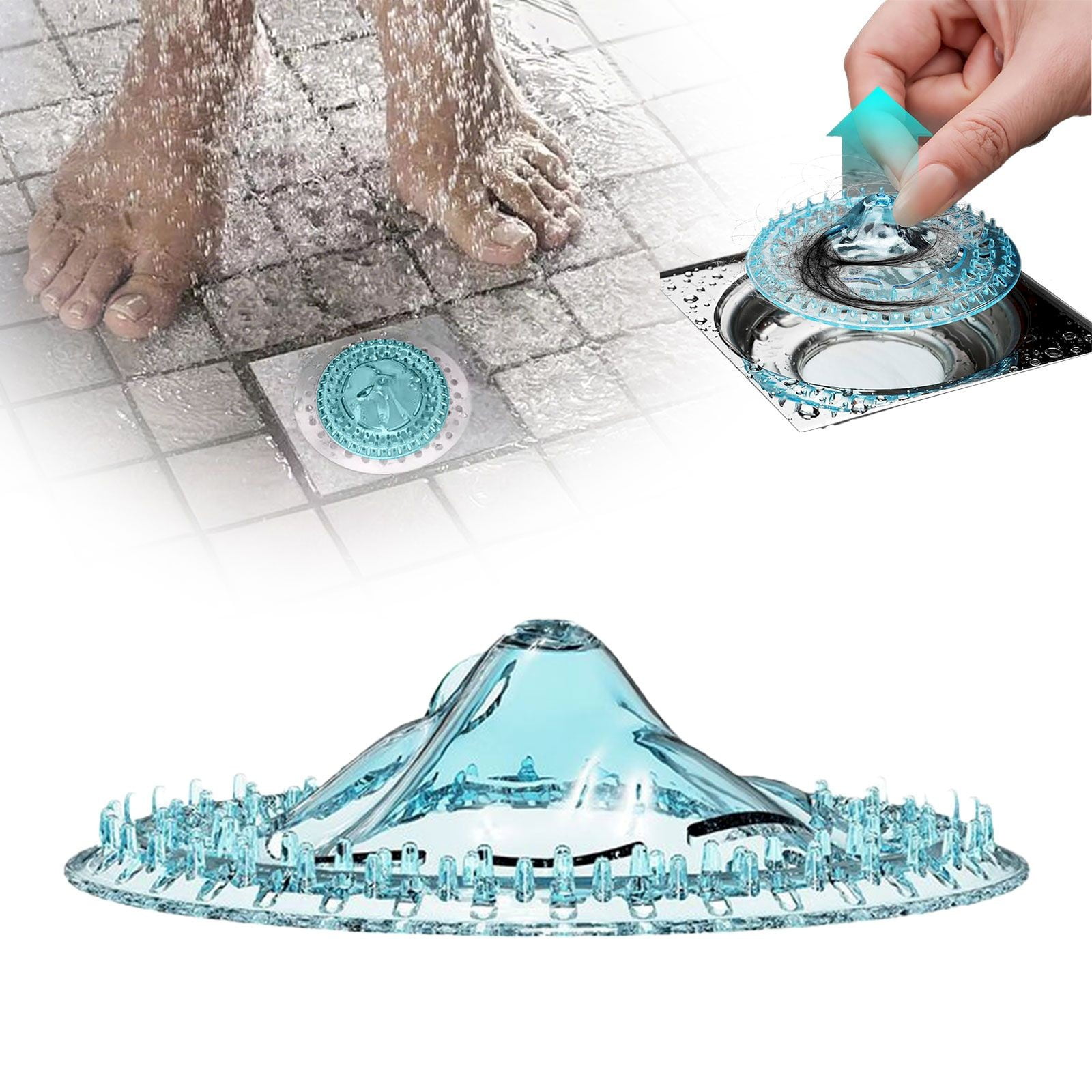 Hair Filter (10Pcs) Blue, Disposable Iceberg Shape Hair Catcher Shower ...