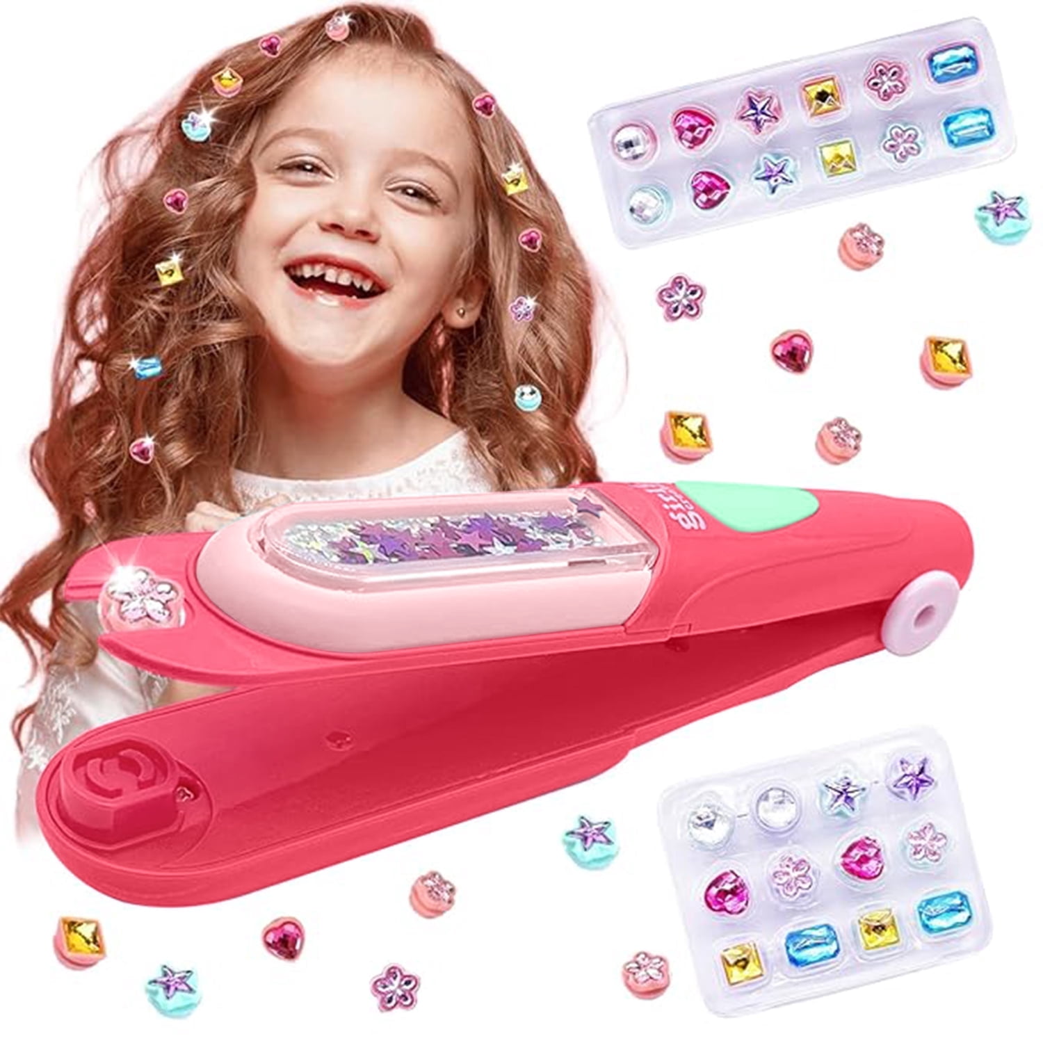 Hair Gem Stamper Kit Hair Styling Tool with Reusable Shining Diamonds ...