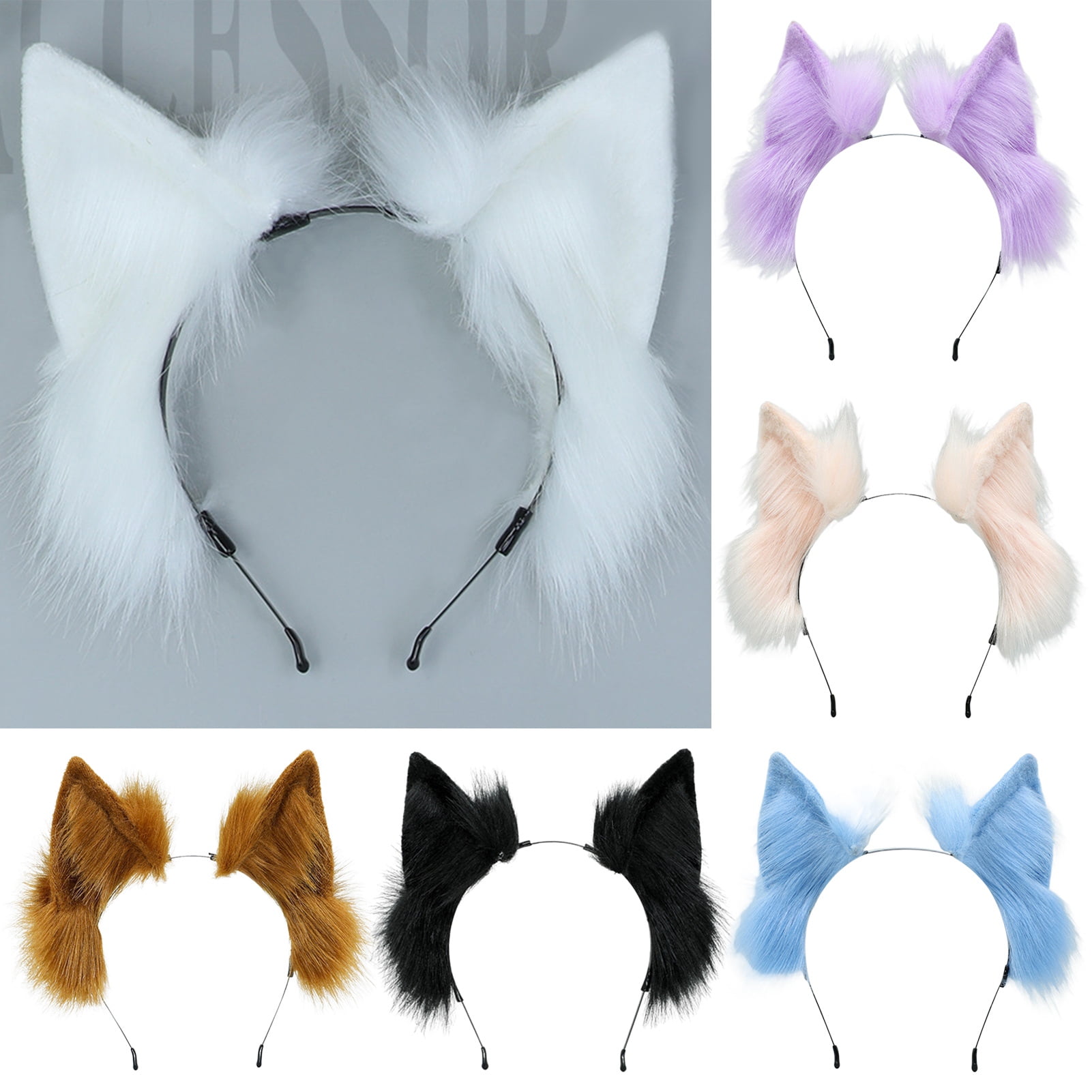 Hair Hoop Plush Cat Ear Decor Elastic Headgear Handmade Faux Animal ...