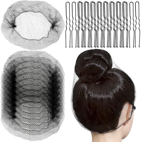 Hair Net for Women Men, 60cm Nylon Black Hair Nets for Service Workers ...