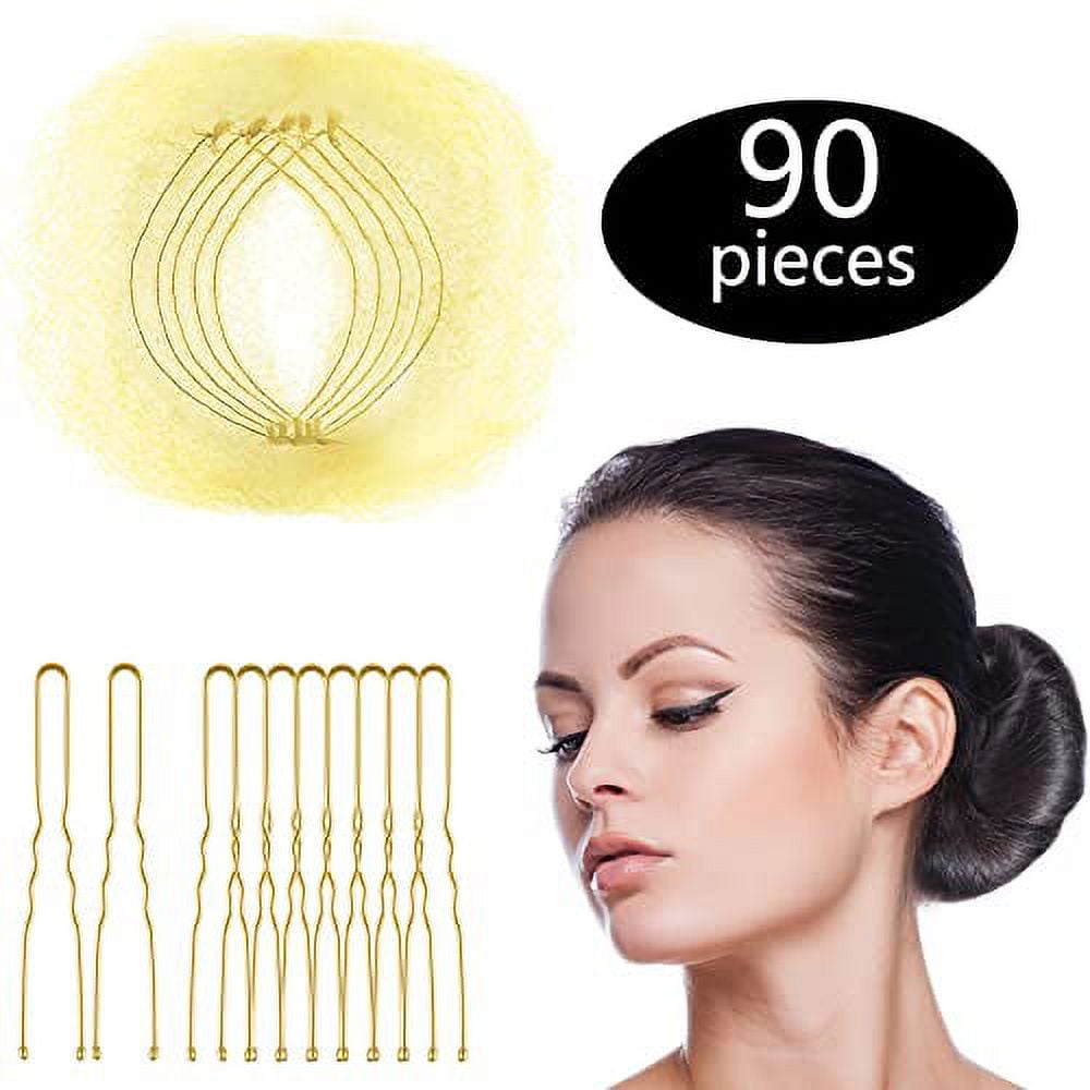 Hair Nets Invisible Elastic Edge Mesh and U Shaped Pins Set, 50 Pieces ...
