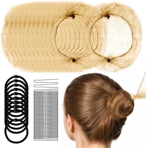 Hair Nets Set - 40 Invisible Mesh Nets for Ballet Buns, 40 U-Shaped ...