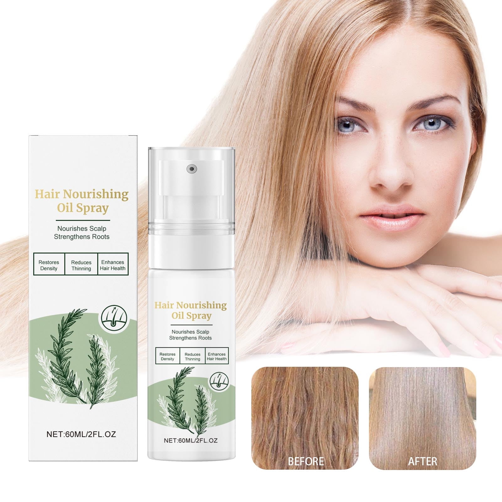 Hair Nourishing Oil Spray Scalp Soothing Lightweight Non-Greasy Texture ...