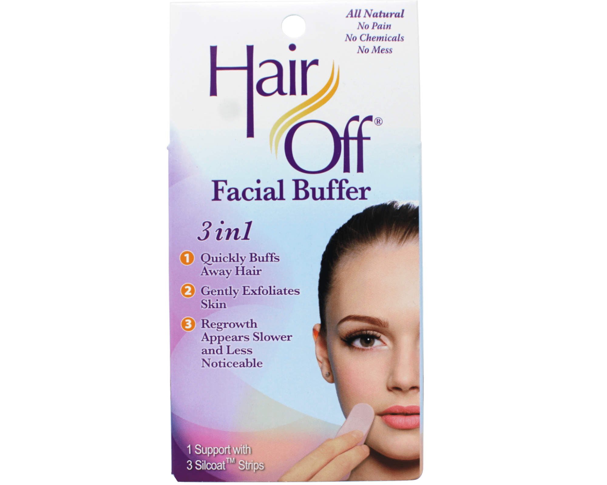 Hair Off Facial Buffer Hair Removal & Exfoliating Kit, Fine Facial Hair ...