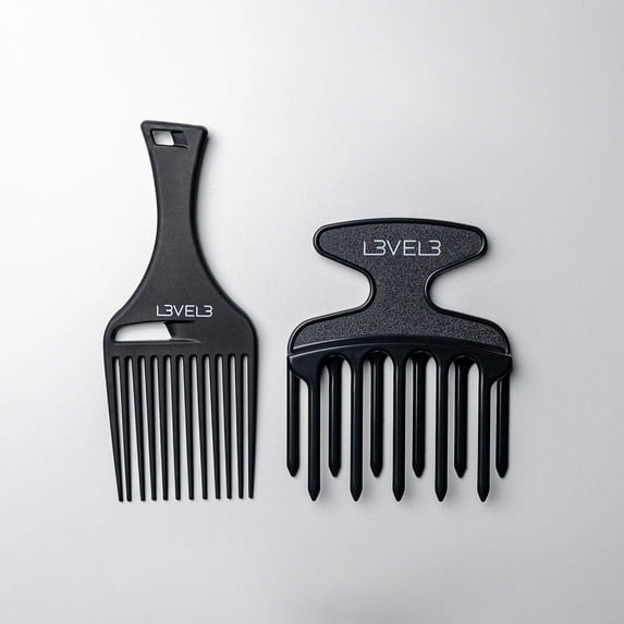 L3VEL3 Hair Pick Comb Set, Curly Hair Detangle and Volume Tools, Afro ...