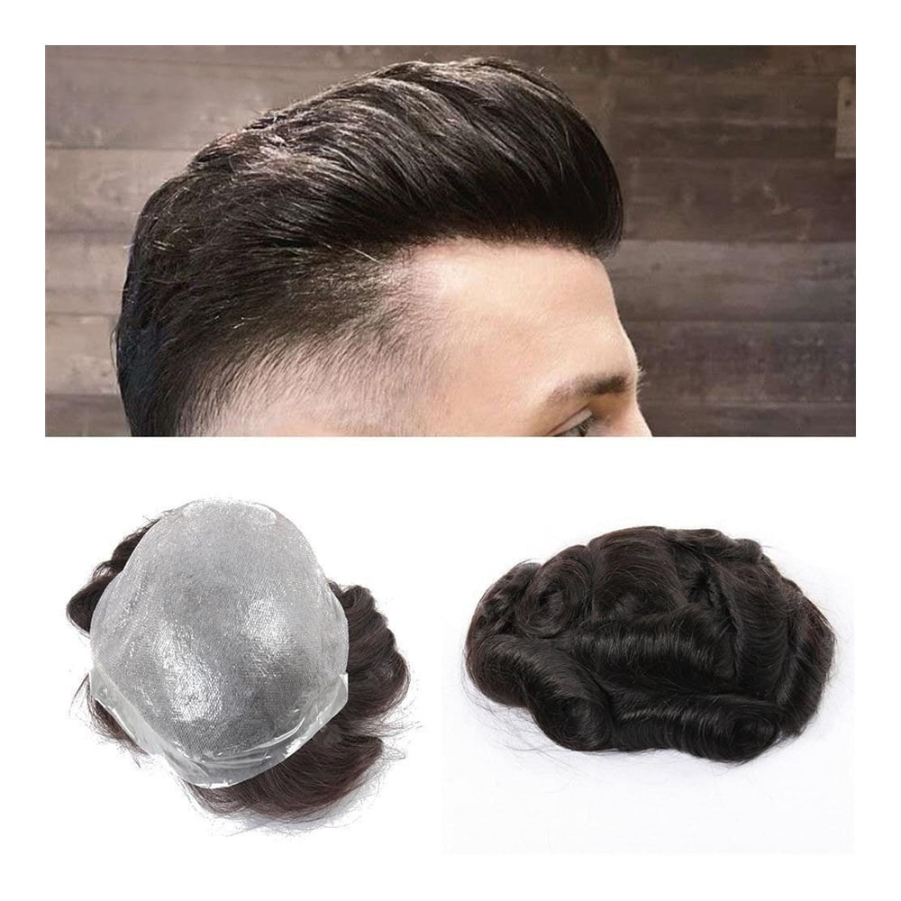 Hair Piece for Men, Thin Skin V-Looped Mens Toupee Full PU Base Human ...