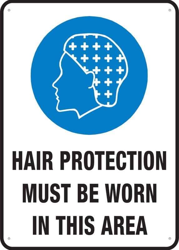 Hair Protection Must Be Worn In This Area 8X12 in Rust Free Aluminum ...