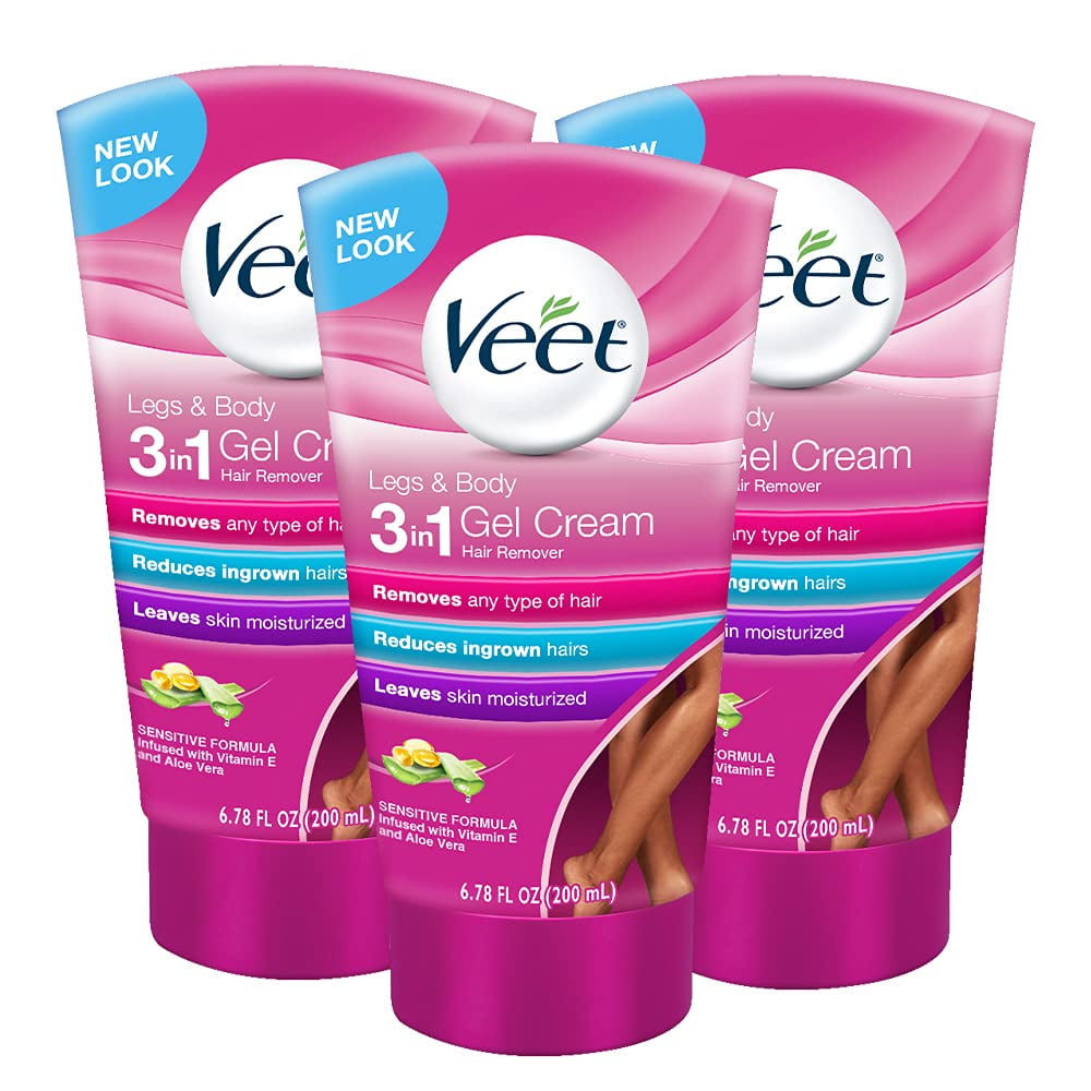 Hair Removal Cream Veet Legs & Body 3 In 1 Gel Cream Hair Remover, Sensitive Formula With Aloe ...