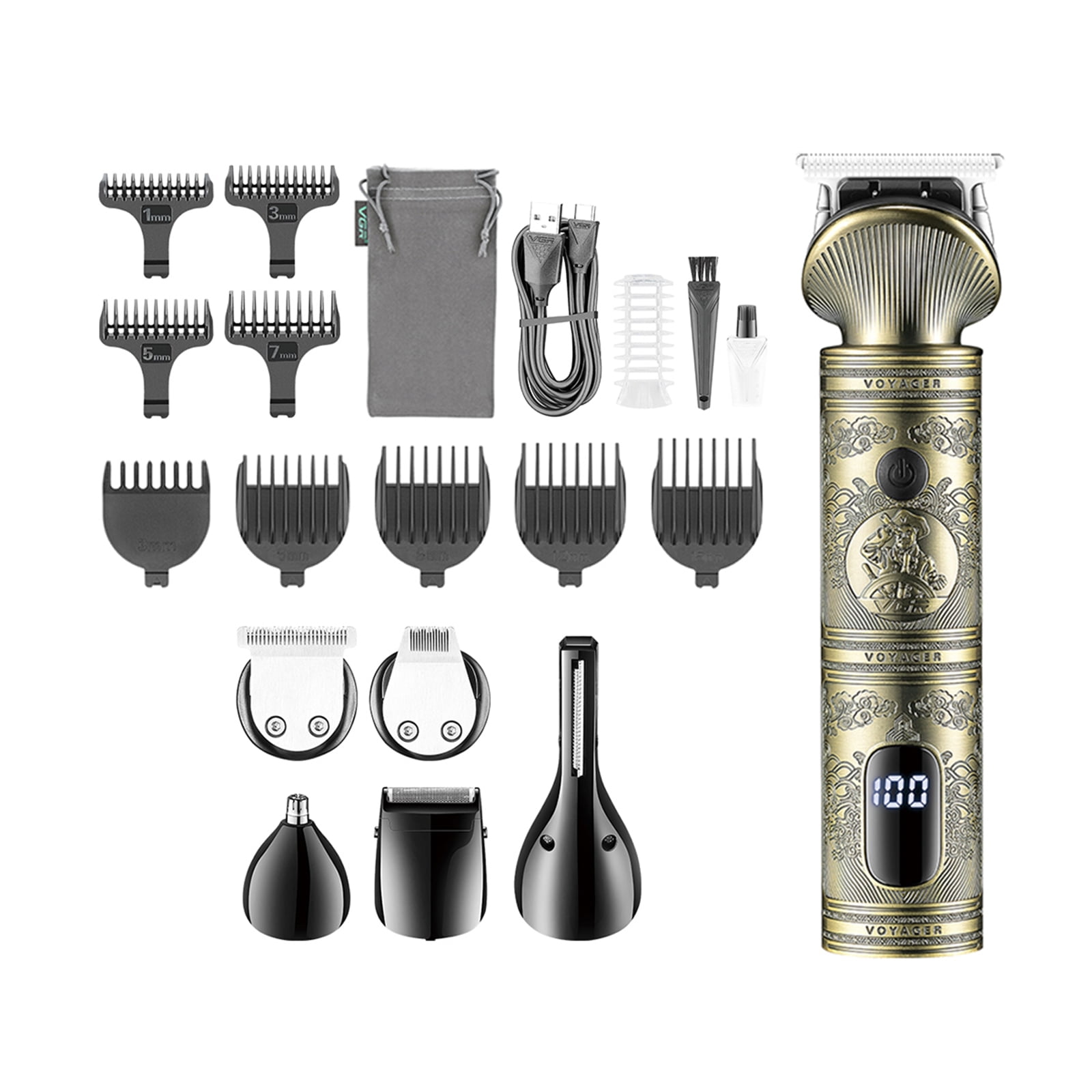 Hair Retro Engraving All Metal Hair Clipper LED Display Fast Cutting ...