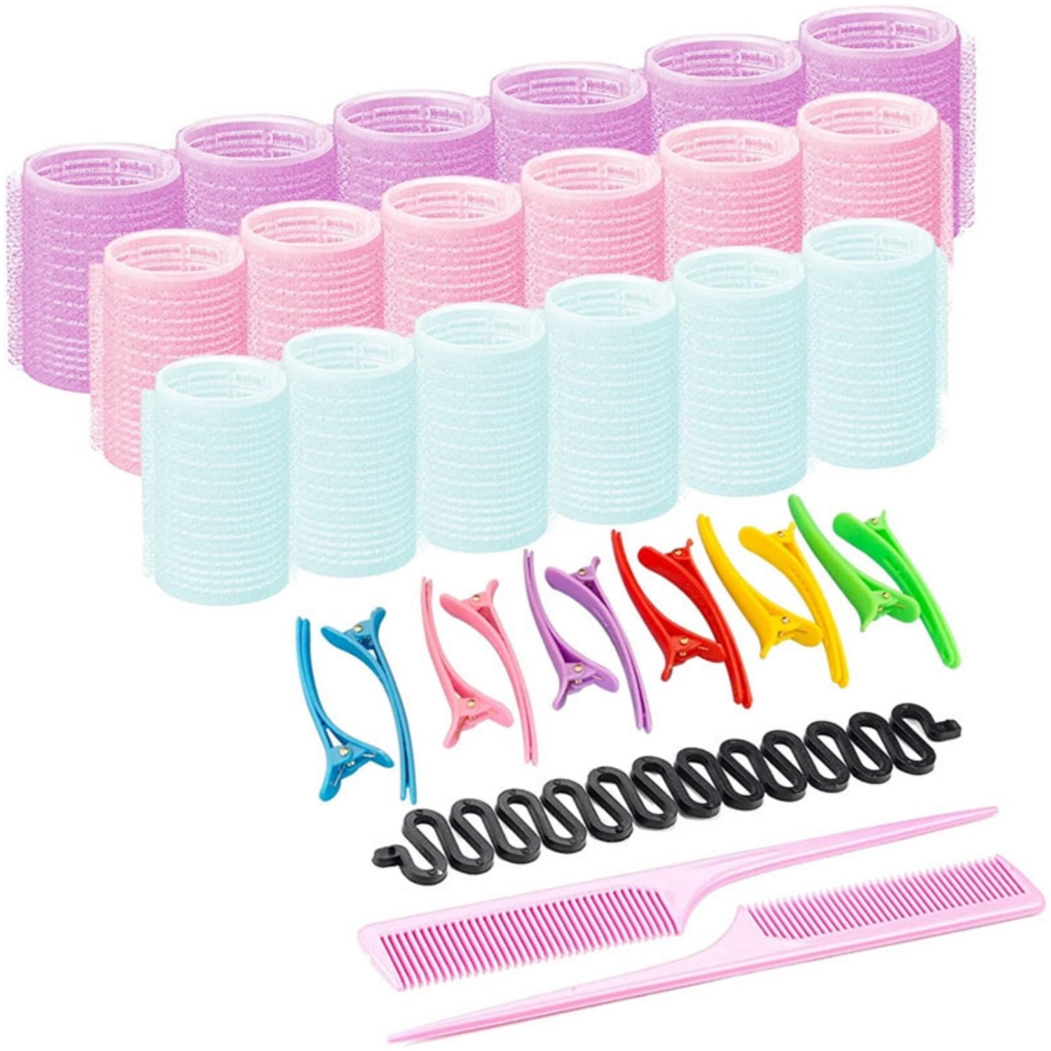 Hair Rollers Curlers Rollers With 12 Clips 2 Comb 1 Braided Tape Reel ...