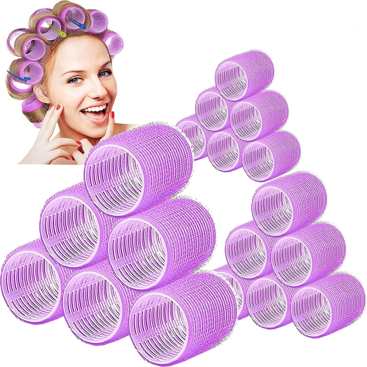 Hair Rollers Set, Self Grip, 12 Pack Salon Hairdressing Curlers, Hair ...