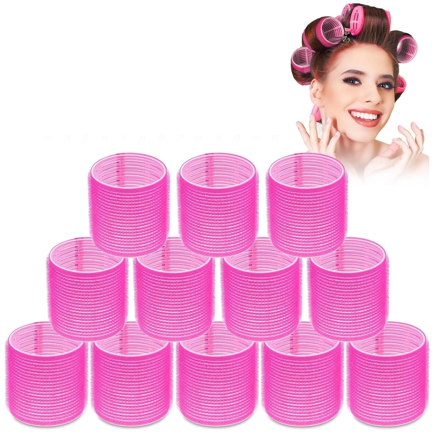 Topboutique 12 Pack Self Grip Hair Rollers, Wave Bangs DIY Curling Tool ...