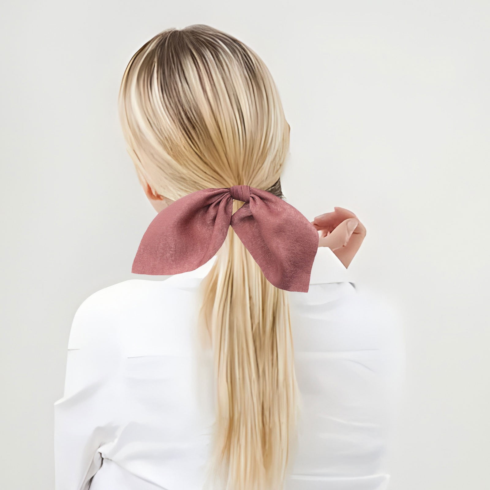 Hair Rope Solid Color Flower Hair Band Satin Fabric Large Streamer ...