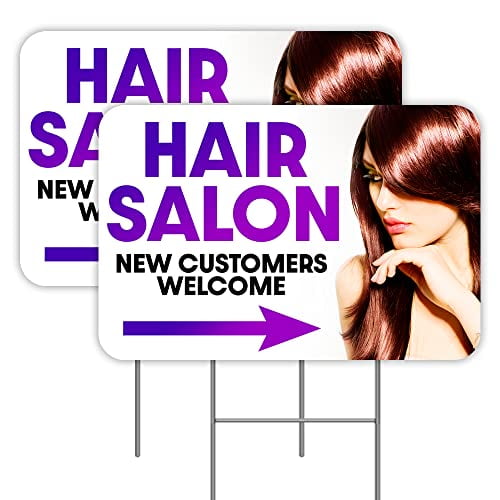 Hair Salon (Arrow) 2 Pack Yard Signs 16" x 24" - Double-Sided Print ...
