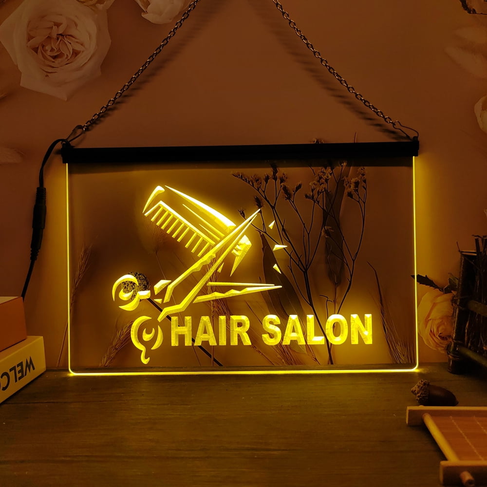 Hair Salon Cut Scissor Vintage LED Neon Sign-Posters,3DCarving,Wall ...