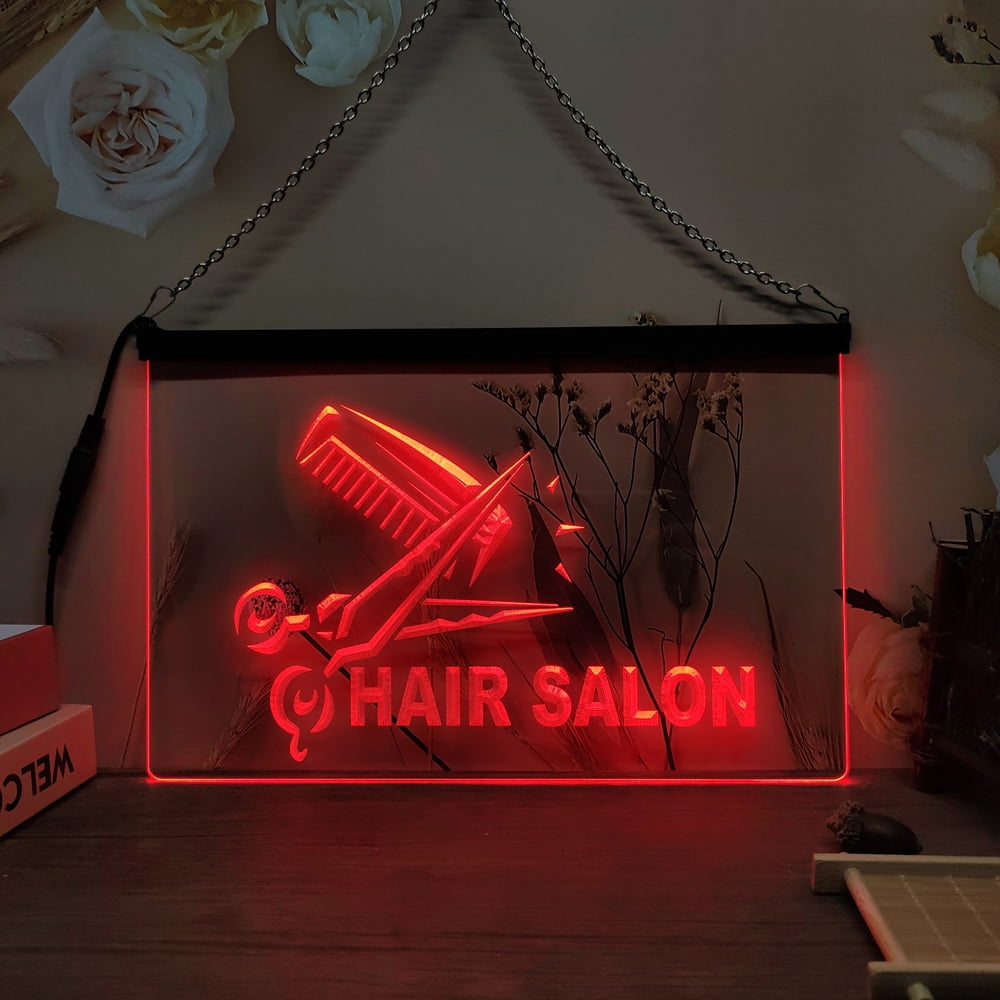 Hair Salon Cut Scissor Vintage LED Neon Sign-Posters,3DCarving,Wall ...