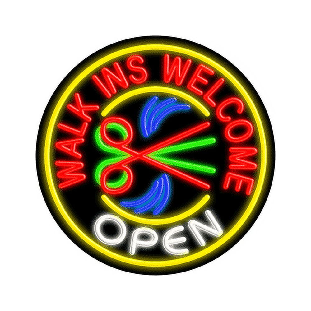 Hair Salon Walk ins Welcome-Glass Neon Sign Made in USA - Walmart.com