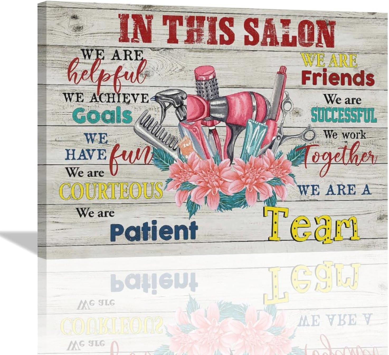Hair Salon Wall Art Teamwork Pictures Wall Decor Rustic Hair Stylist ...