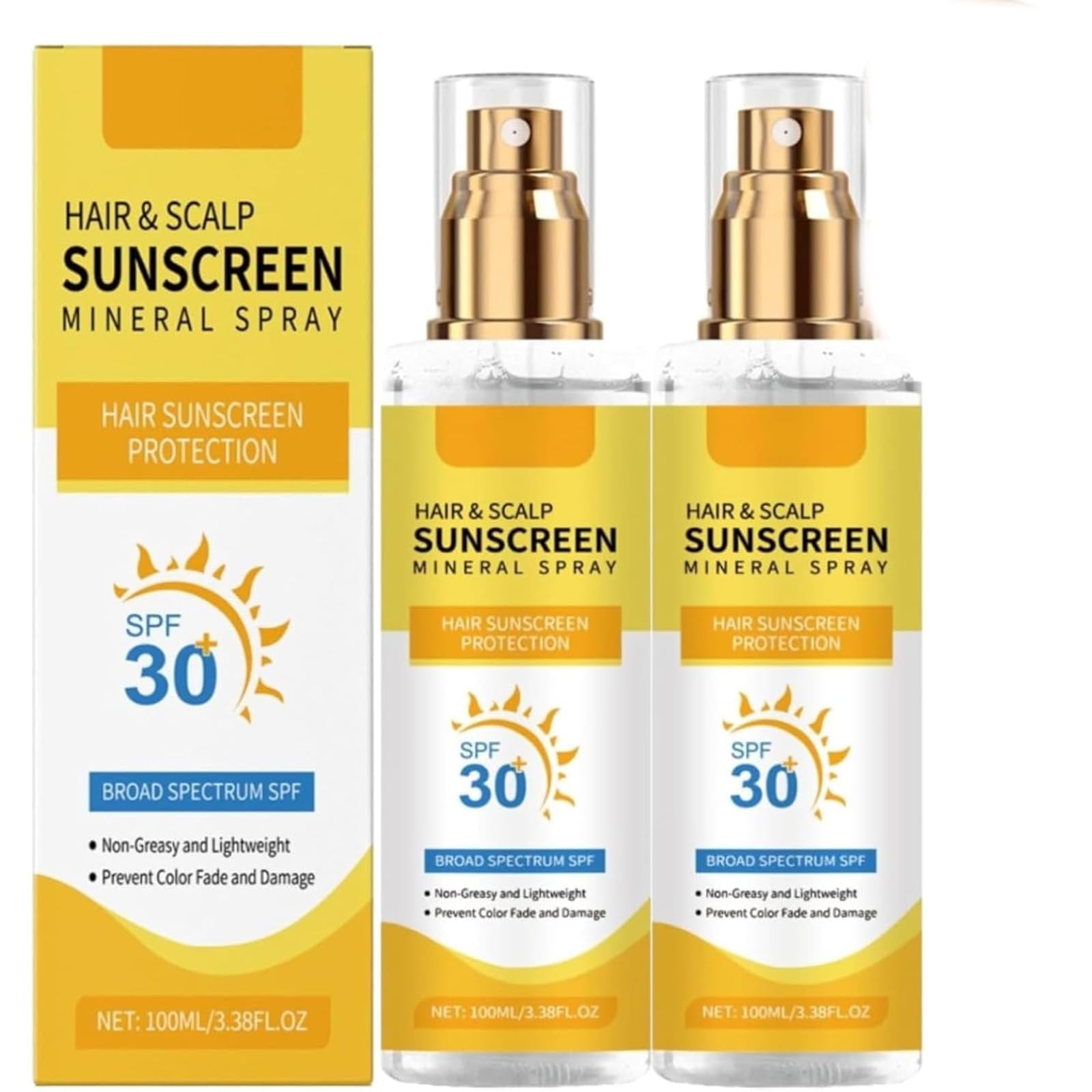 Hair and Scalp Sun Protection Spray, Non-Greasy SPF 30 Scalp Sunscreen ...