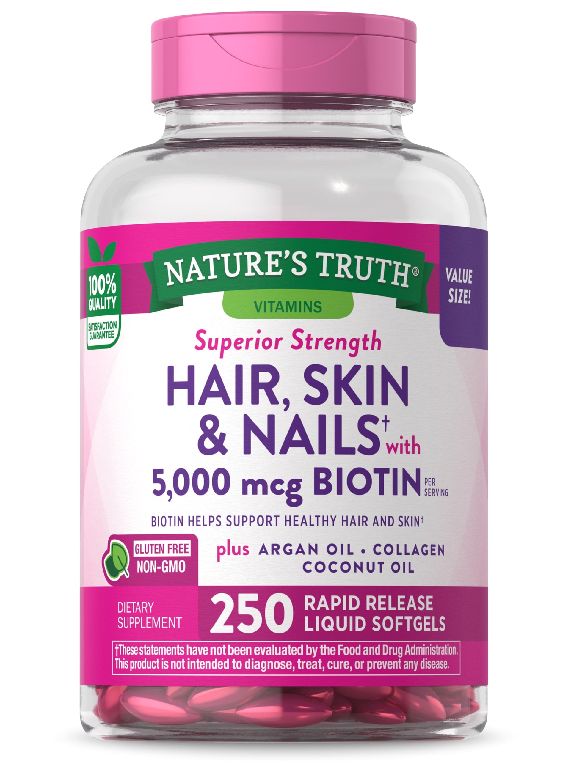 Hair, Skin & Nails Vitamins with Biotin | 5000mcg | 250 Softgels ...