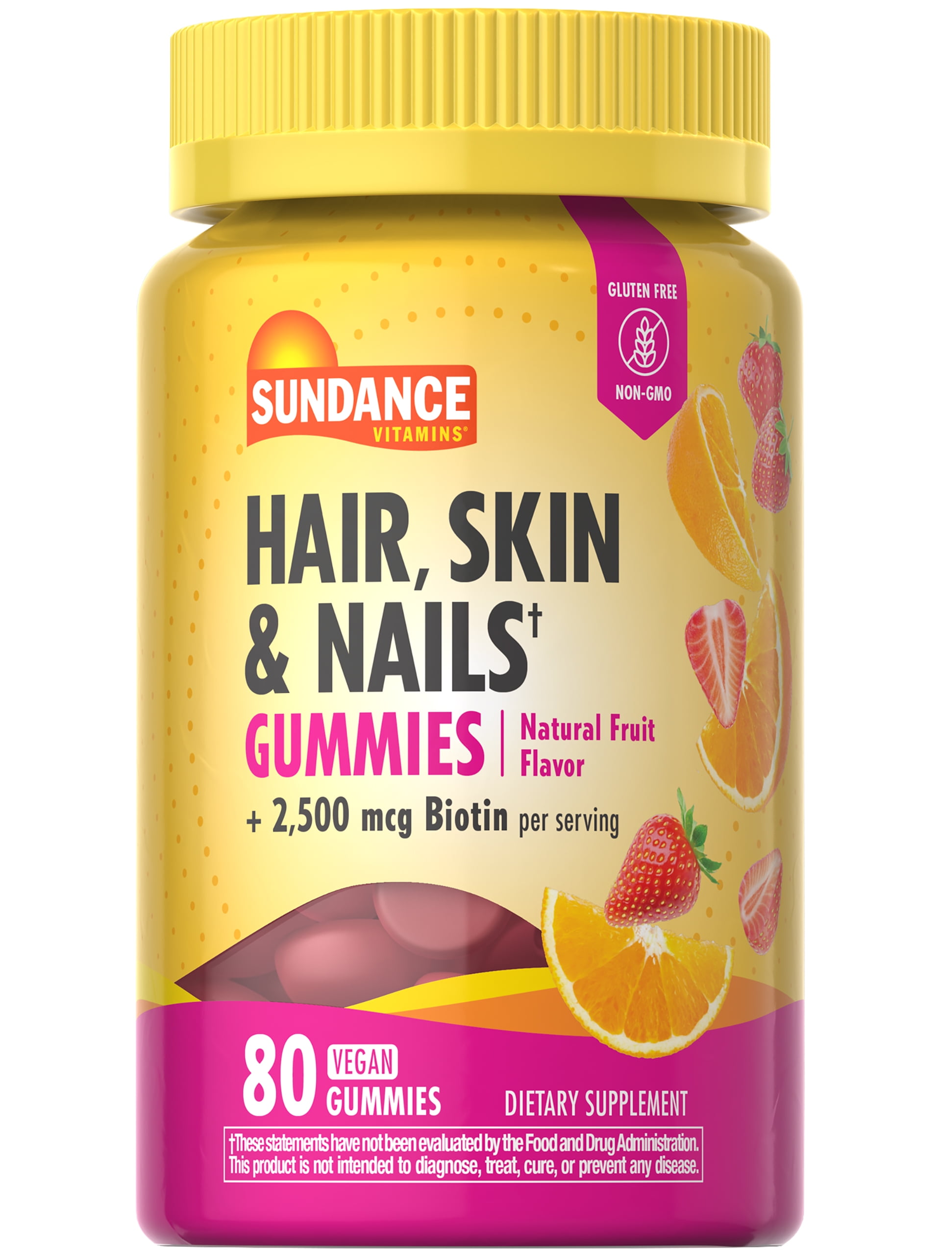 Sundance Hair, Skin, and Nails Gummies, 80 Vegan, Biotin 2,500 mcg ...