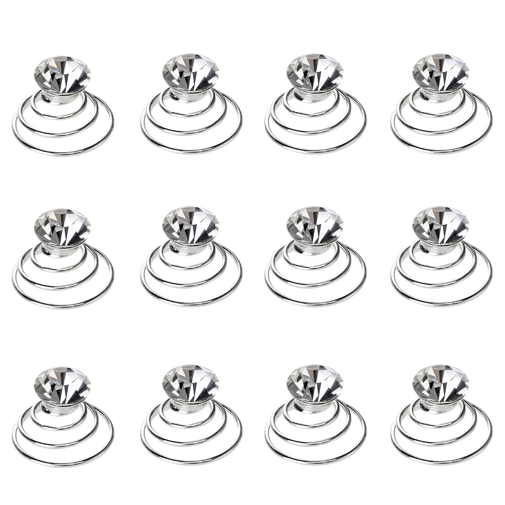 Hair Spiral Clips Coil Swirl Rhinestones Spirals Twists Bun Accessories ...