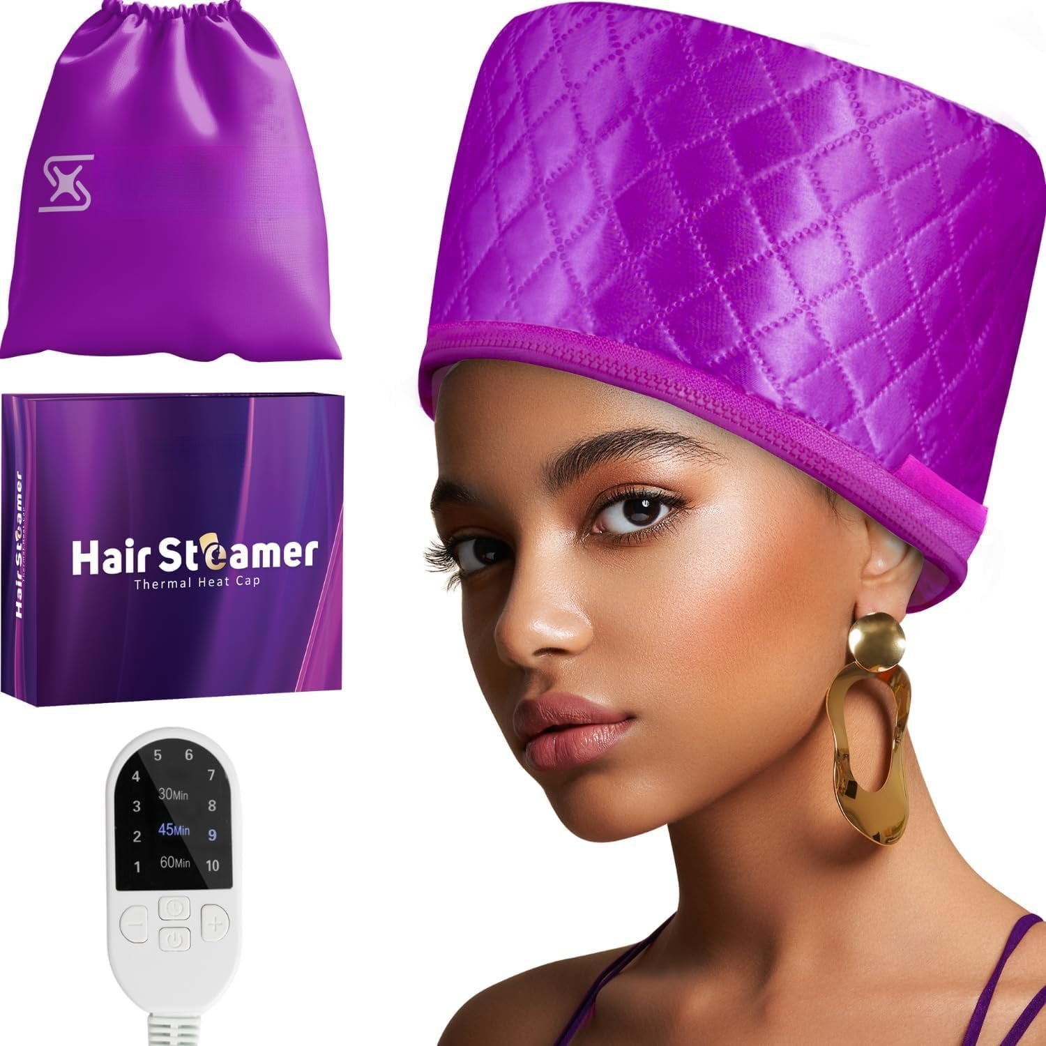Hair Steamer for Deep Conditioning w/10-level Heats Up , Heating Cap ...