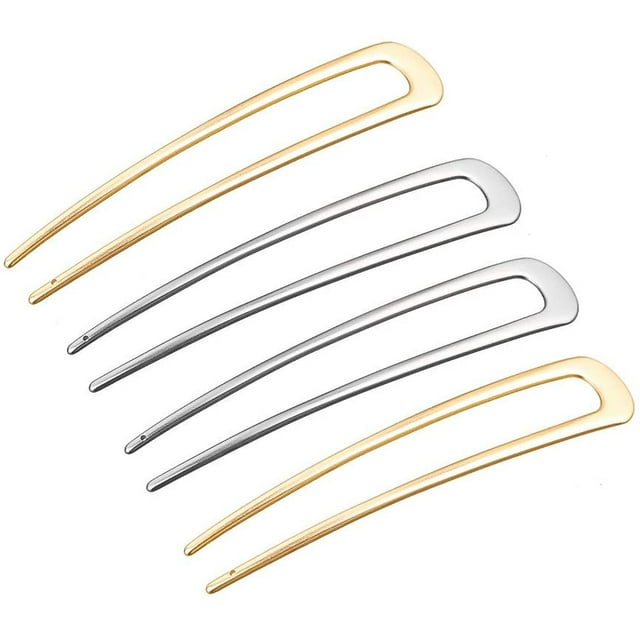 Hair Stick，4Pack U Shaped Hair Pin Stick Hairstyle Chignon Pin Updo ...