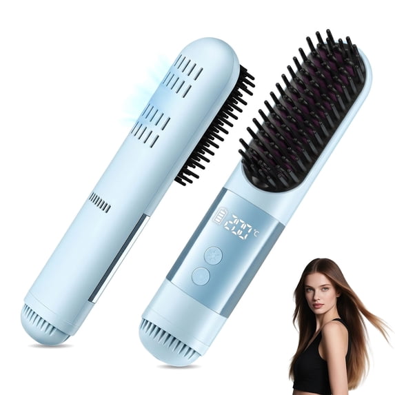 Hair Straightener Brush with Cool Air – 5-in-1 Portable Ionic Frizz ...