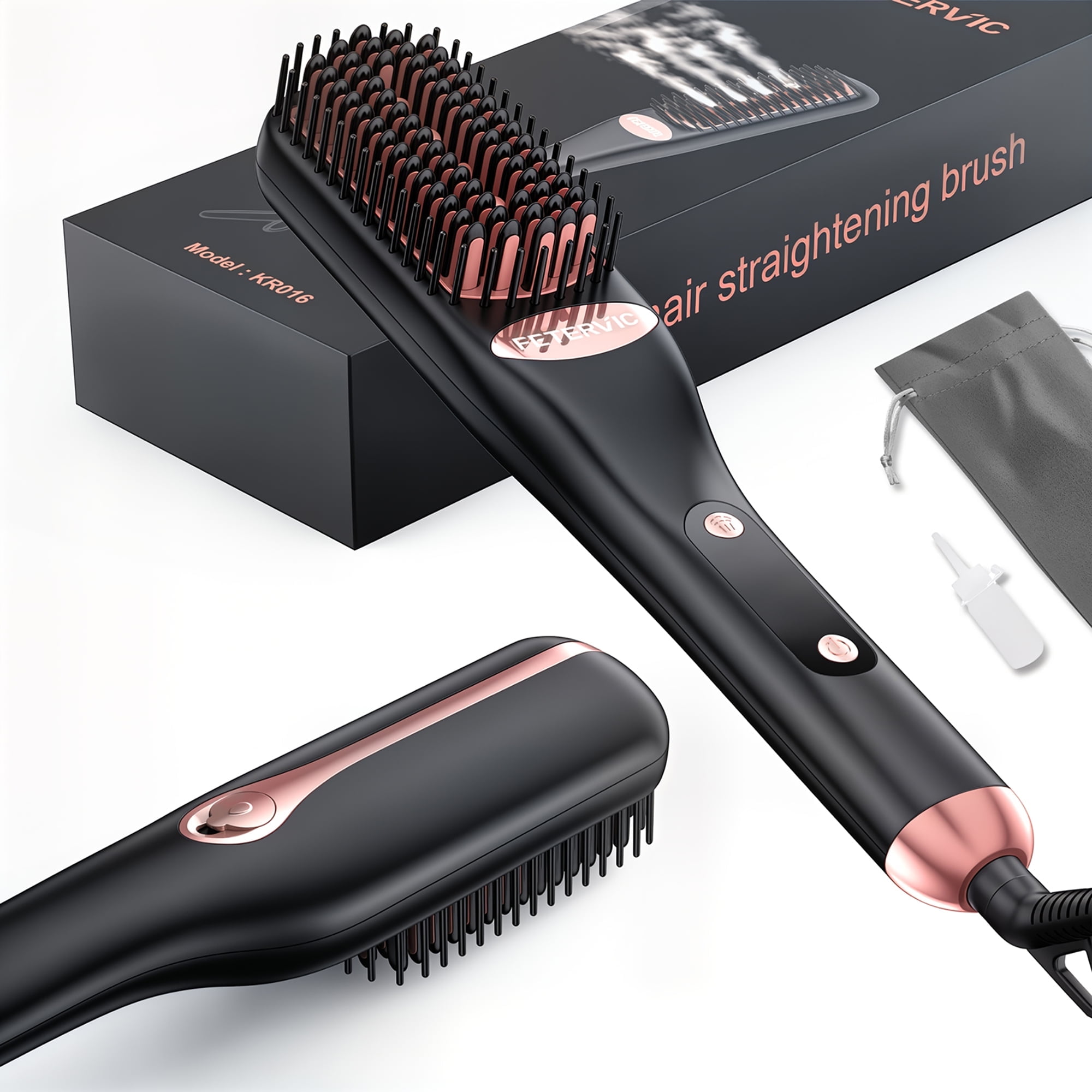 Hair Straightener Brush, FETERVIC Steam Hair Straightening Comb for All ...