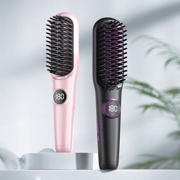 Hair Straightener Brush, Straightening Brush With Negative Ions, Anti-Frizz Ceramic Hot Brush To ...
