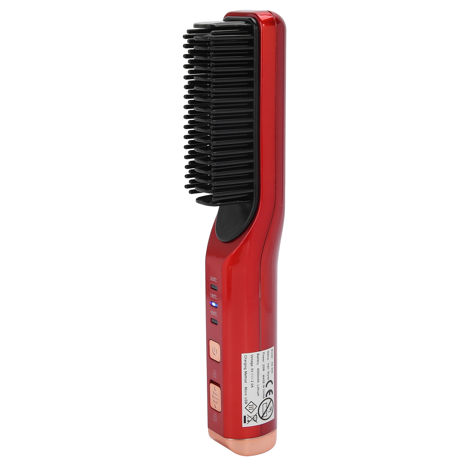 Hair Straightening Brush Electric Heating Hot Comb, Cordless USB ...